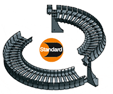 Design data and selection table for twisterchain guide troughs